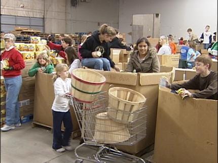 Volunteers Assemble Salvation Army Food Baskets