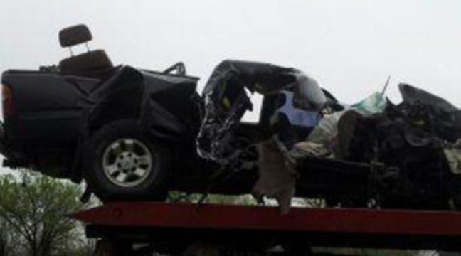 Two Hurt When Pickup Strikes Bucket Truck In Sand Springs