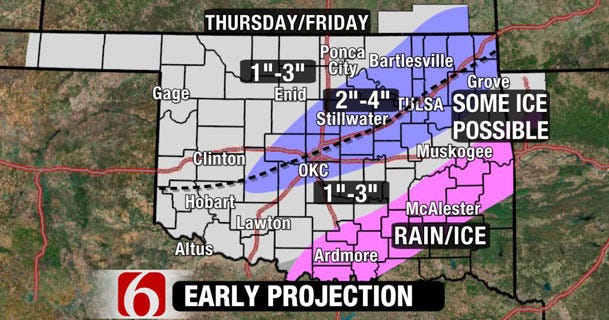Snow In Forecast For Tulsa Area Later This Week