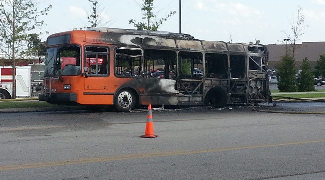 Company Says Rear Tires On Transit Bus Exploded In Fire