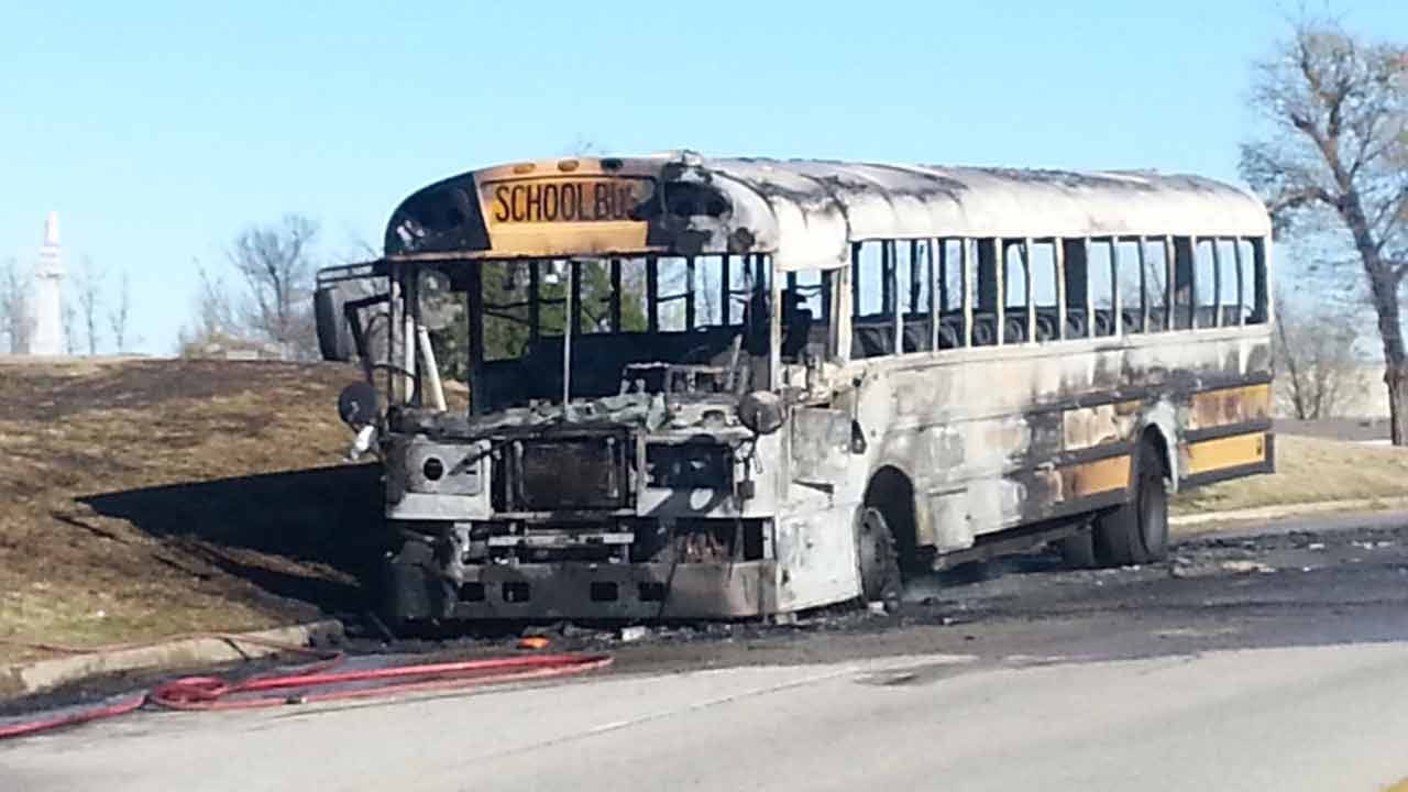 Fire Damages Tulsa School Bus