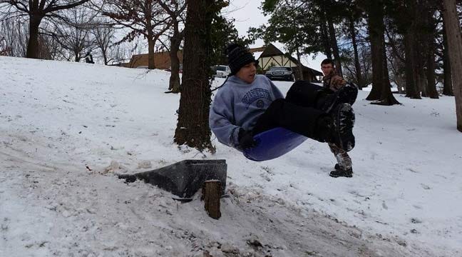 Some Green Country Kids Enjoy 'Extreme' Sledding