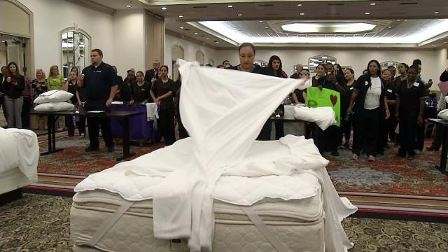 Tulsa-Area Housekeepers Compete In Bed-Making Contest