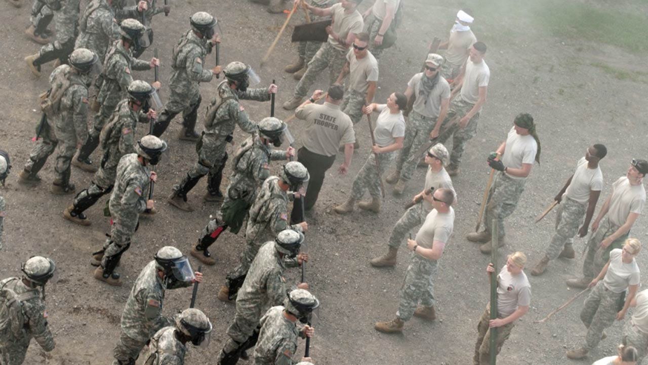 National Guard Soldiers Conduct Riot-Control Training At Camp Gruber