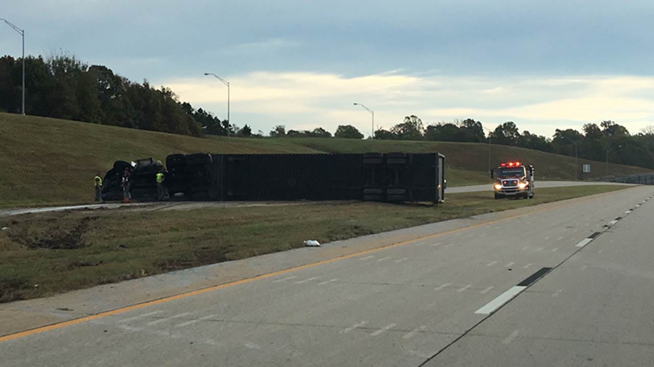 Soft Drink Truck Crash Stops Traffic On Cherokee Turnpike