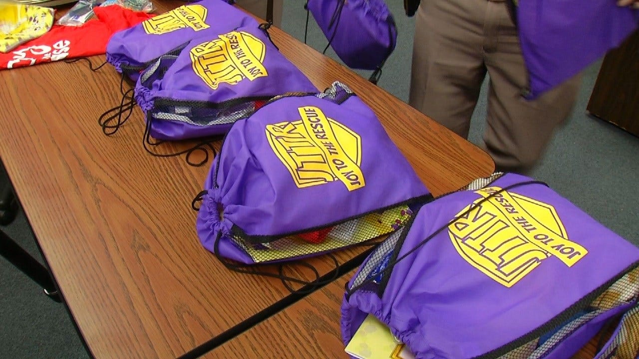 Joy In The Cause Donates 150 Stuffed Backpacks To Oklahoma Highway Patrol