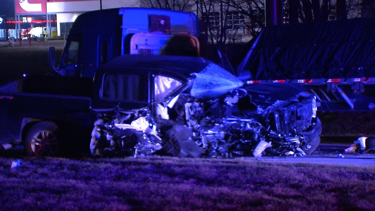 OHP: Sleepy Driver Slams Into Semi Parked On Tulsa Exit Ramp Shoulder