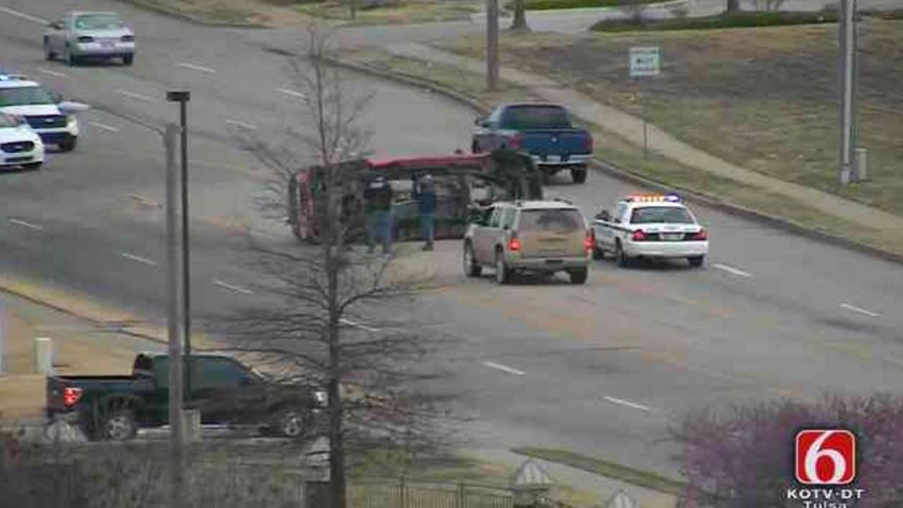 Rollover Wreck Blocks Part Of Tulsa Street