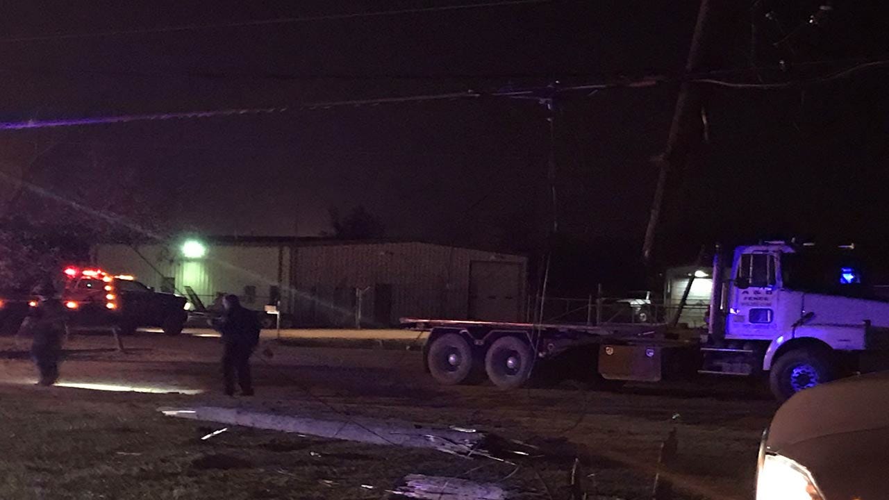 Car Crash Knocks Down Power Line In Tulsa