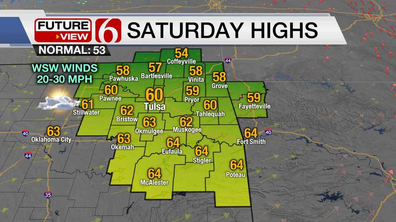 Windy Saturday Across Green Country As Temperatures Begin To Trend Down