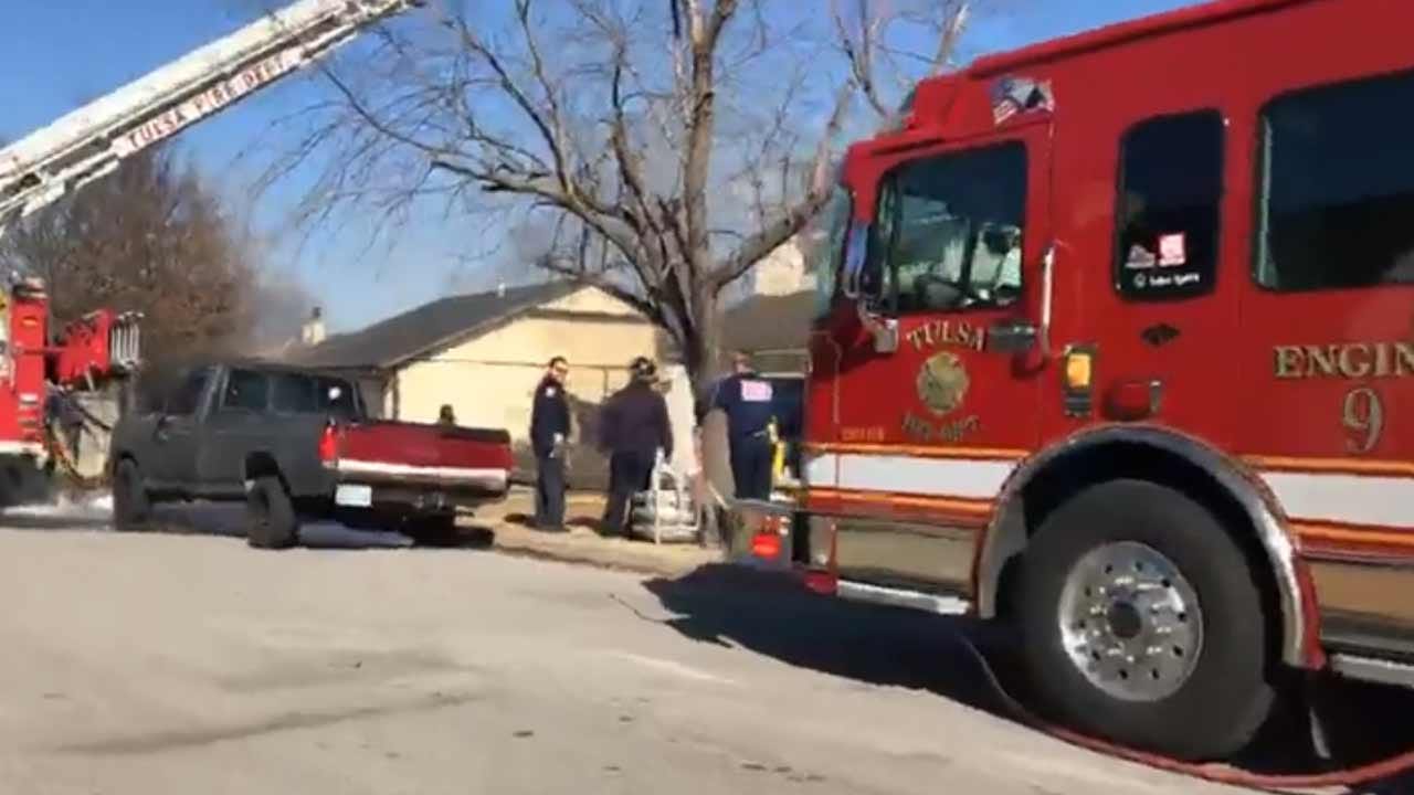 Roof Of Two-Story Tulsa Home Collapses In House Fire