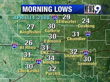 Freezing Monday Morning in Oklahoma; Cold Moves East