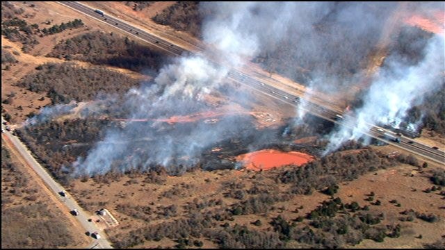 Turner Turnpike Reopens As Crews Continue Battling Grass Fire