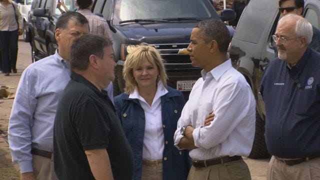 News 9's Alex Cameron Talks With Gov. Fallin About POTUS Visit