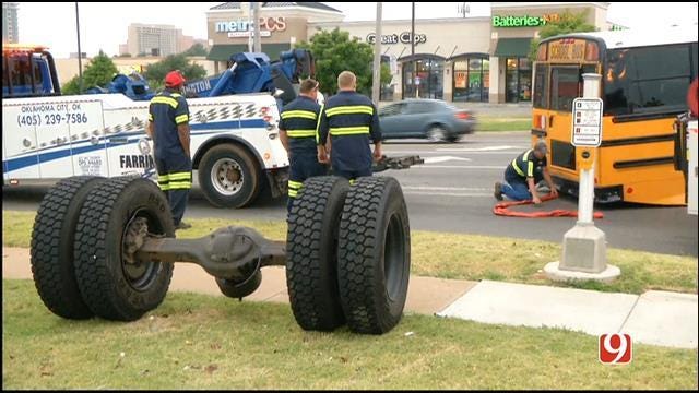 No One Injured After School Bus Loses Rear Axle In NW OKC
