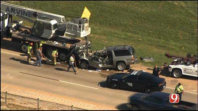 Emergency Crews Respond To Fatal Car, Crane Crash In El Reno