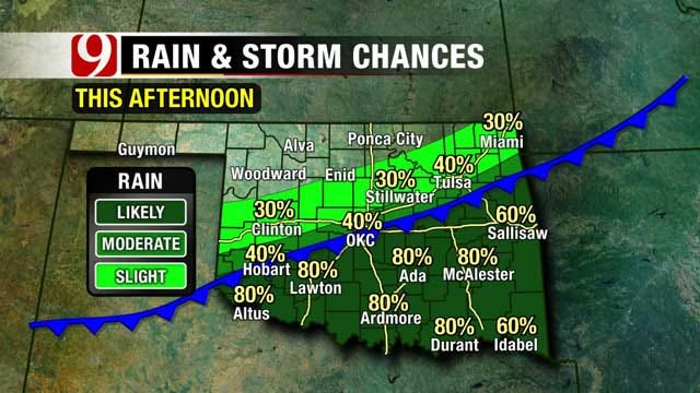 Chance Of Storms As Cold Front Moves Through Oklahoma