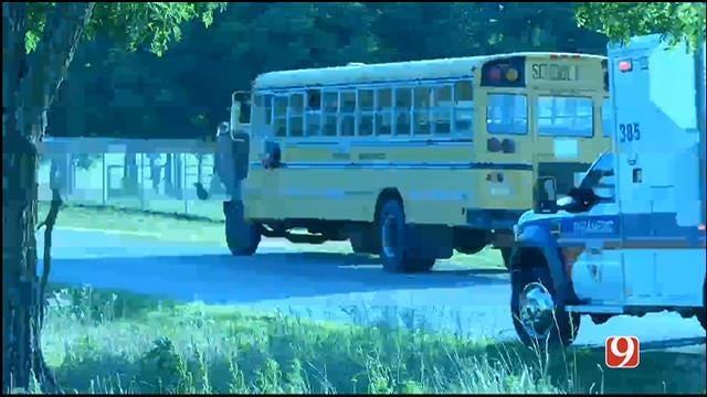 Emergency Crews On Scene Of Crash Involving School Bus In Jones