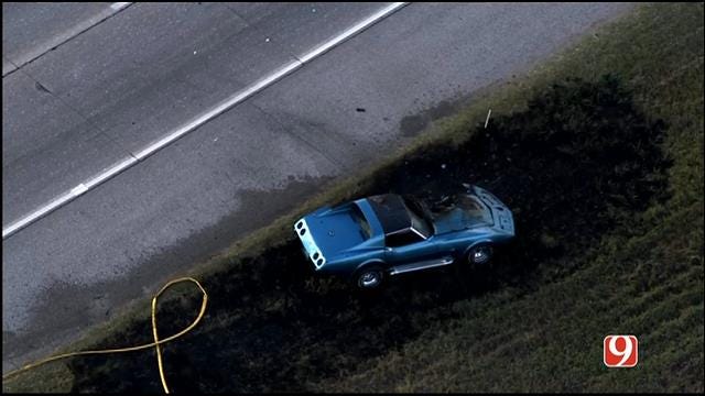 Classic Corvette Catches Fire On NB I-35 In Edmond