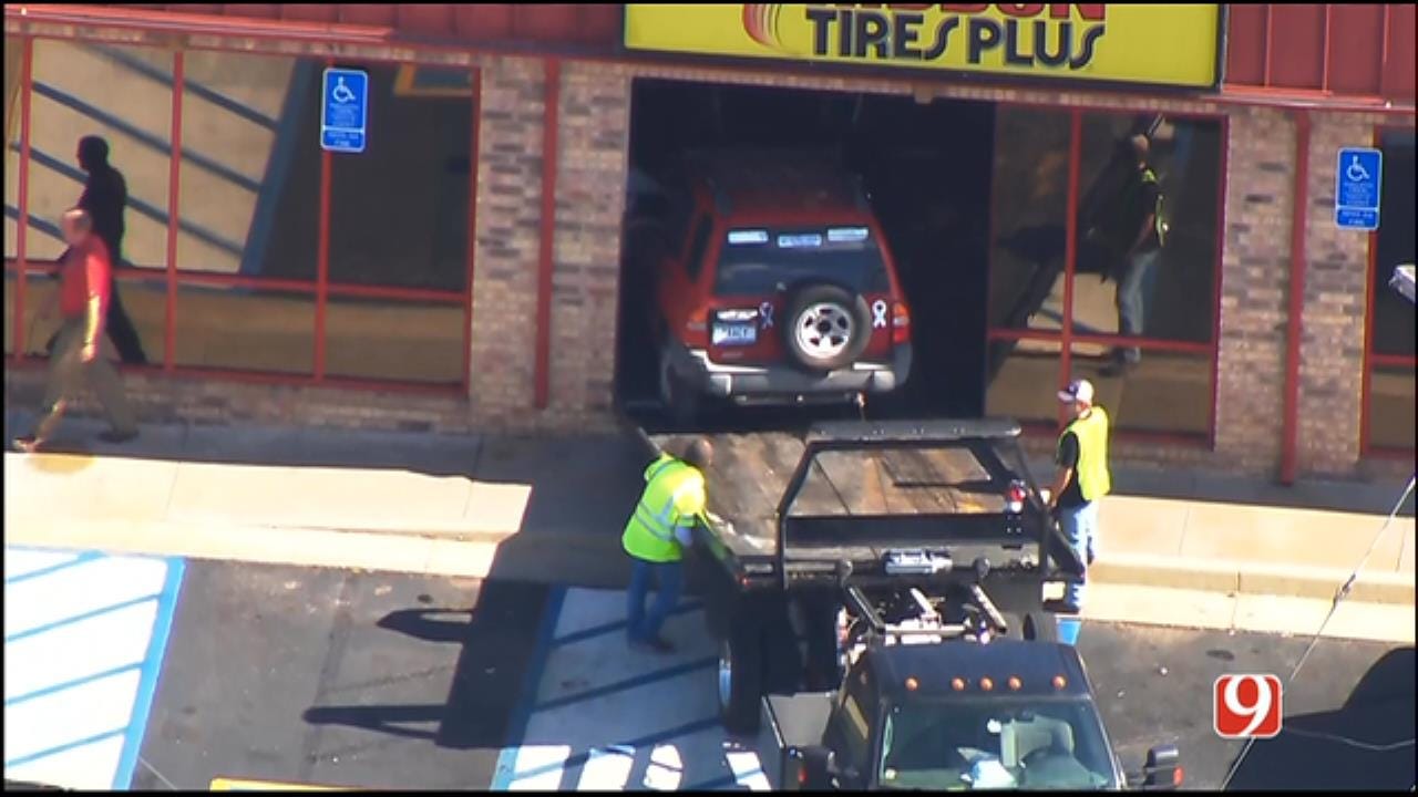 Vehicle Crashes Into Moore Tire Shop