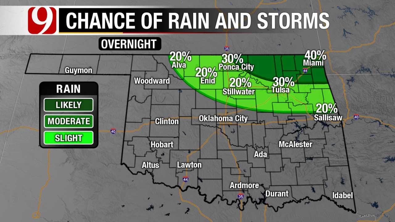Cold Front Moves In Overnight, Bringing Chance Of Storms For NW OK