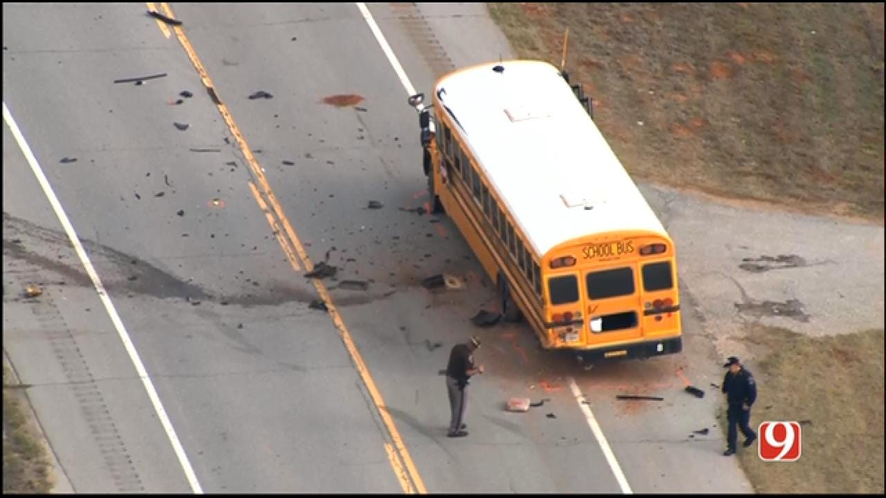 At Least 1 Dead In School Bus, Truck Accident Near Binger