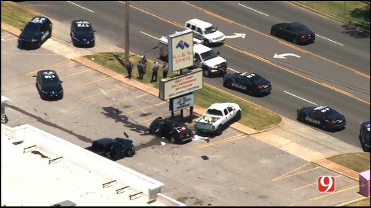 Bank Robbery Suspect In Custody Following Chase, Crash In NW OKC